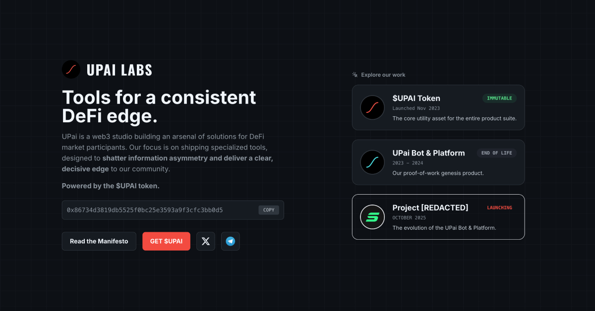 UPai Labs - Tools for a consistent DeFi edge.